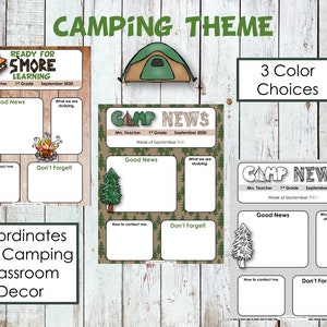 EDITABLE Camping Classroom Newsletter Templates, Rustic Classroom ...