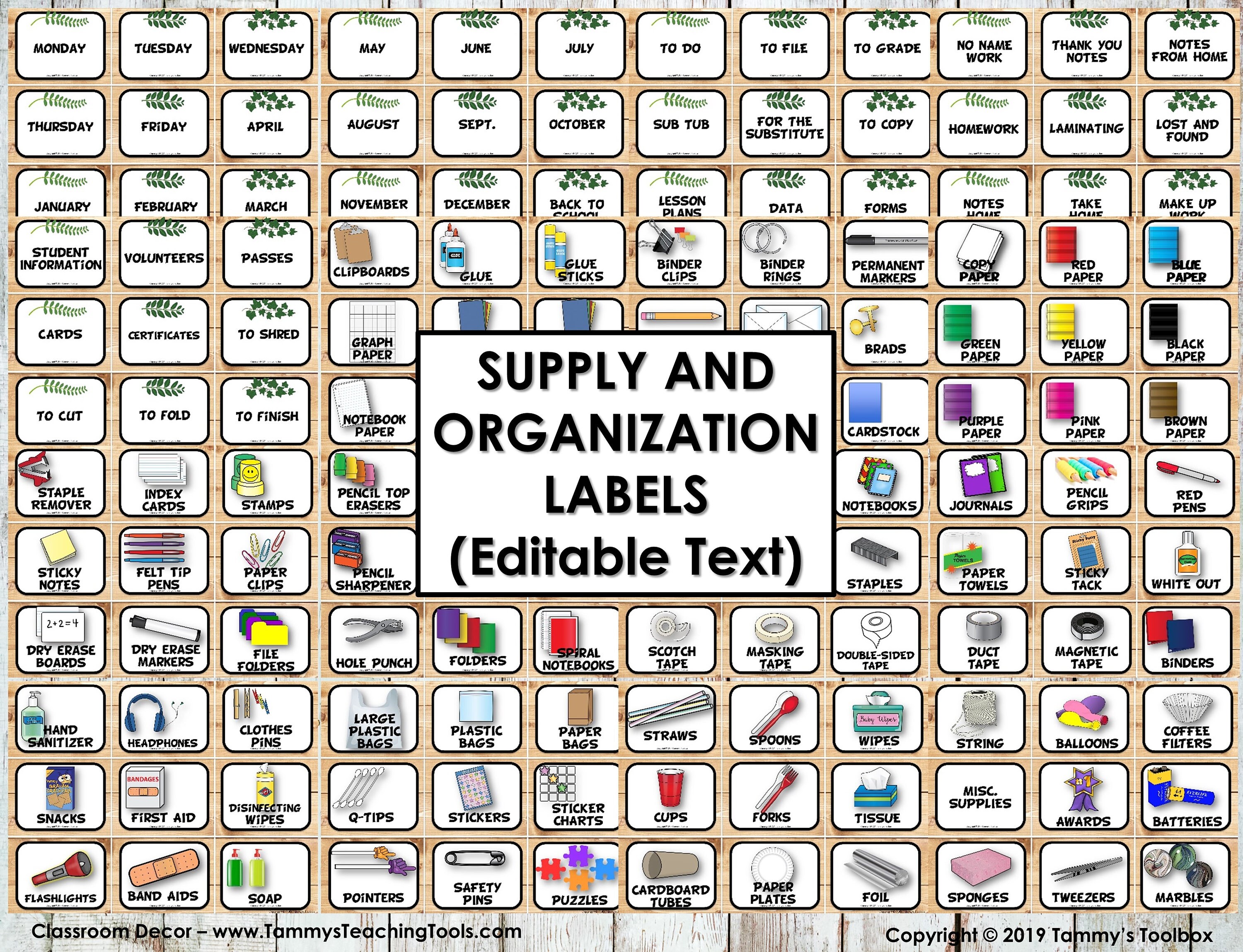 Editable Classroom Organization Supply Labels in a Rustic Classroom ...
