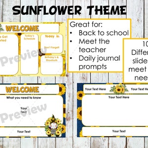 Digital Morning Meeting and Assignment Slides in Sunflower Theme - Etsy