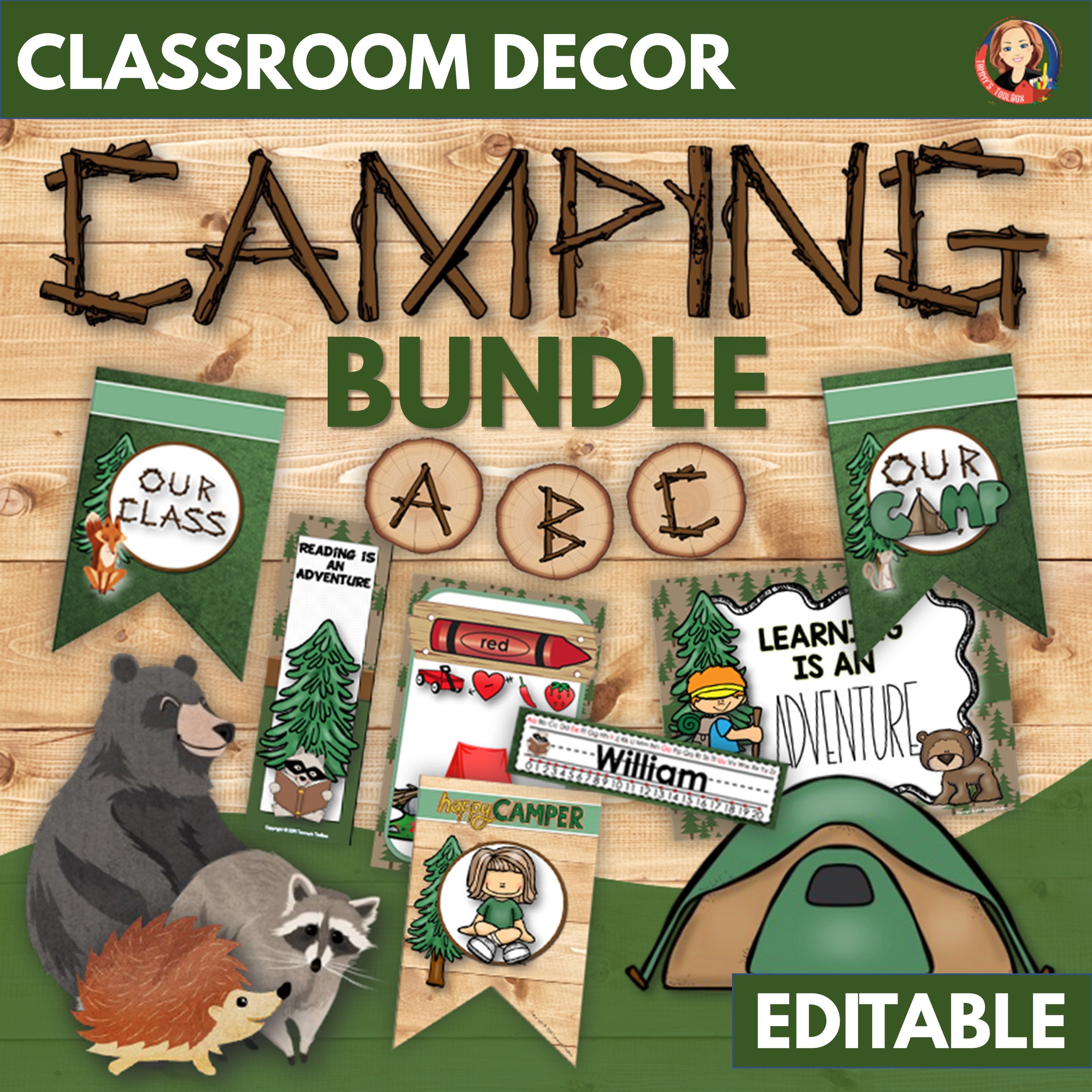 Camping Theme Classroom Decor With Woodland Animals Editable - Etsy