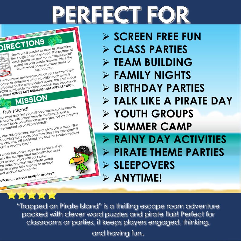 Pirate Escape Room Kit | Printable Party Game for Ages 8-12+ | DIY ...