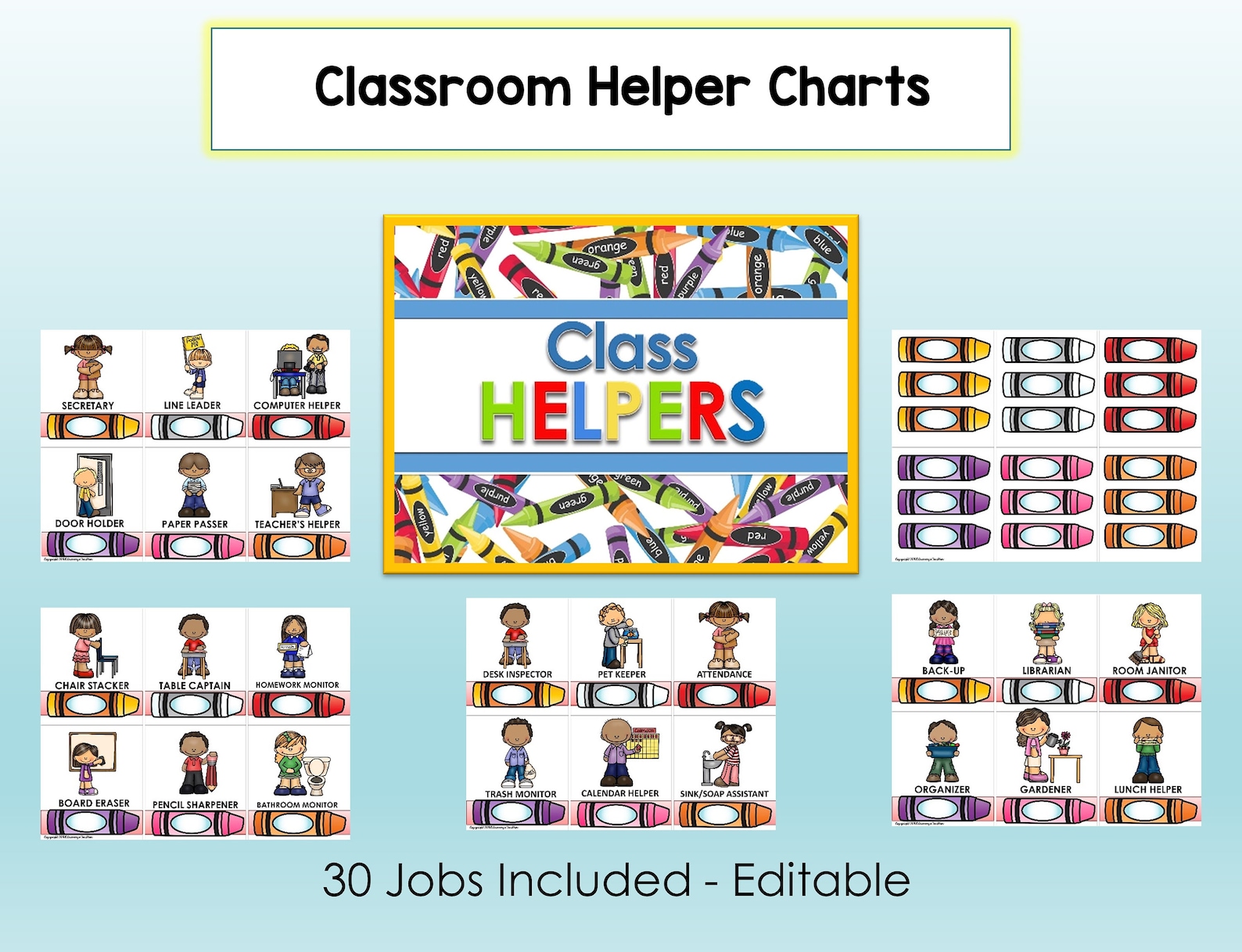 Crayon Classroom Decor, Printable and Editable Crayon Theme Display ...