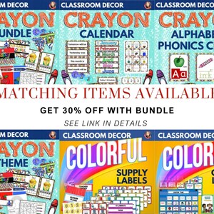 Crayon Classroom Decor, Printable and Editable Crayon Theme Display ...