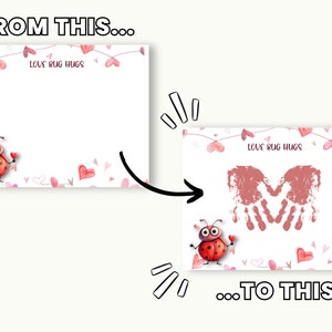 10 Printable Valentine Card Craft, Handprint Art Printable Craft ...