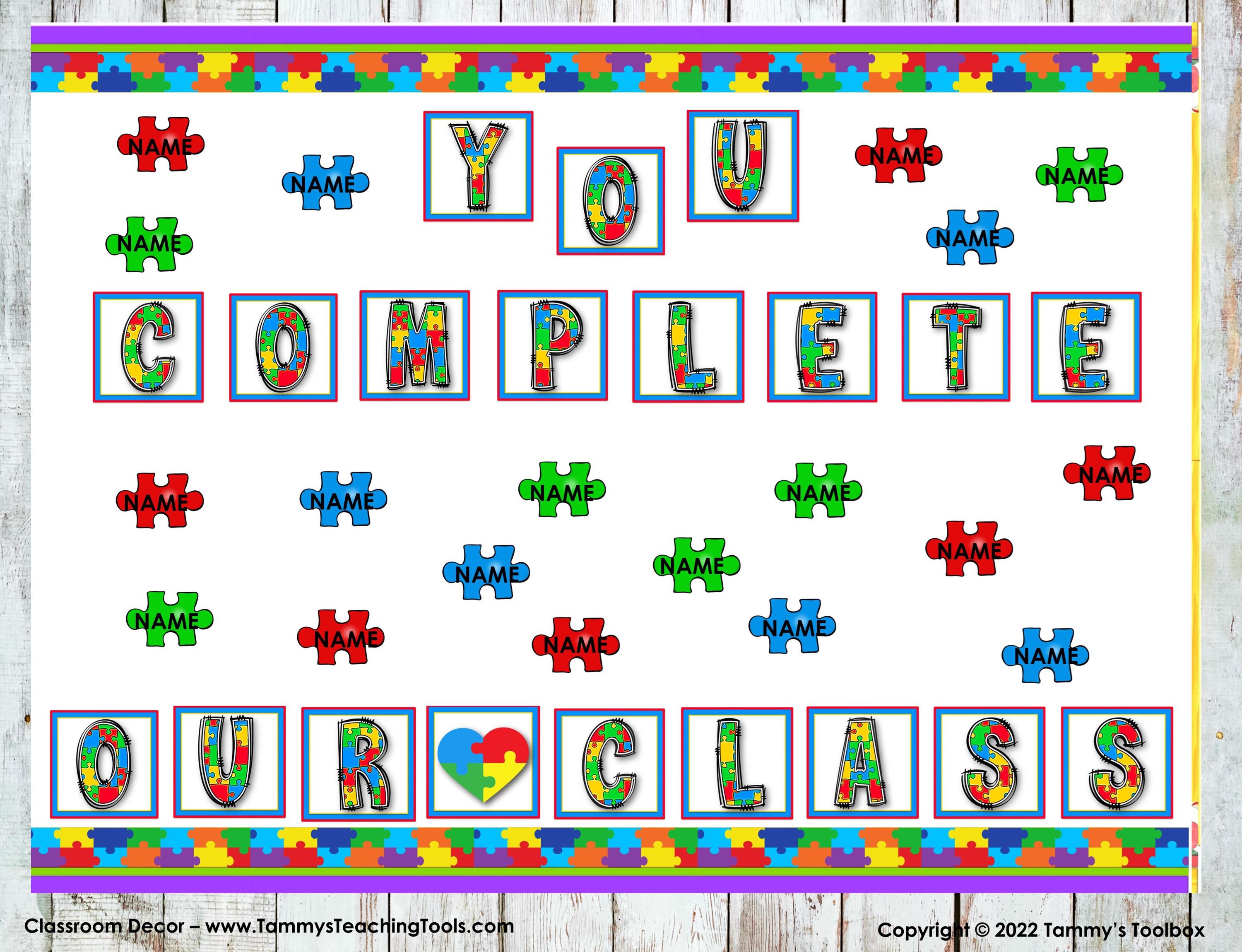Puzzle Pieces Back to School Bulletin Board, All About Me Activity ...