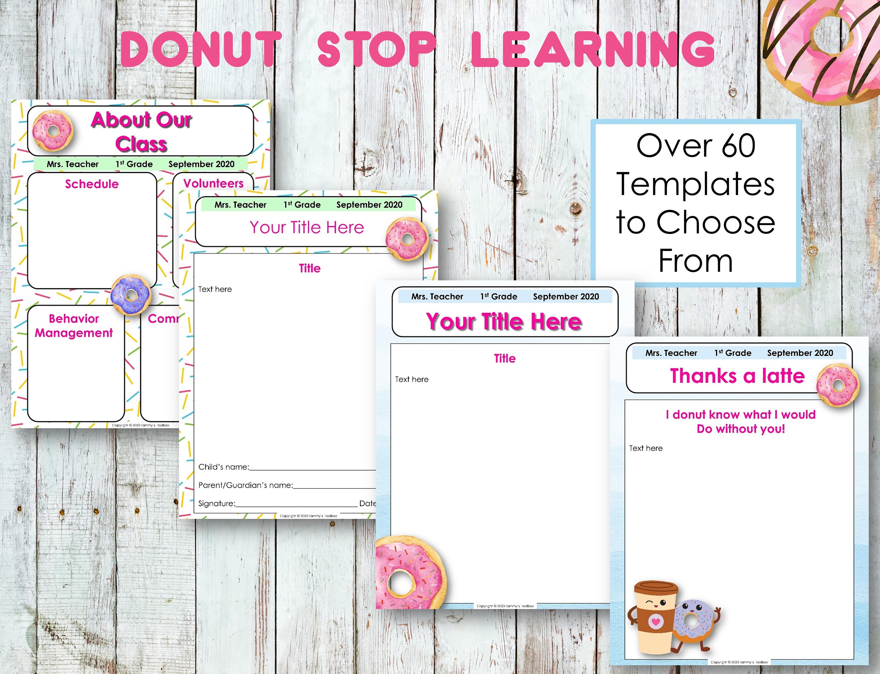 Digital and Printable Classroom Newsletter Templates in Donut Theme ...
