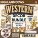 Editable Wild Western Classroom Decor Bundle | Highland Cow Theme ...