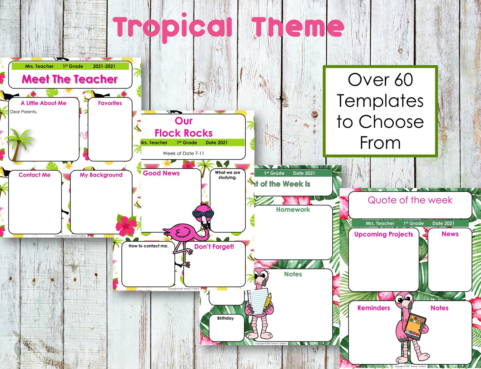Tropical Classroom Newsletter Templates, Printable and Editable Class ...