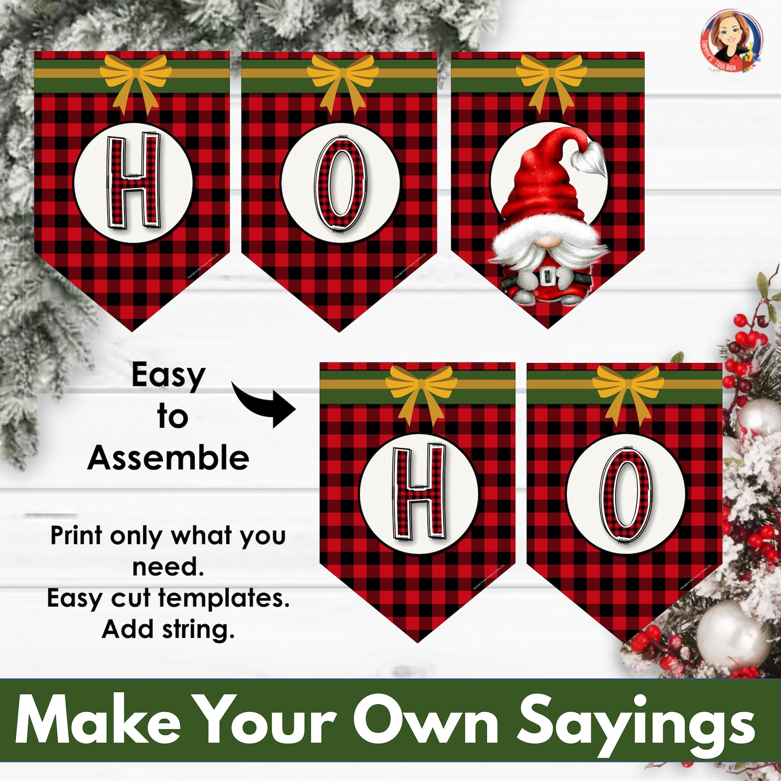 Printable Holiday Christmas Banner Pennants for Party and Bulletin ...