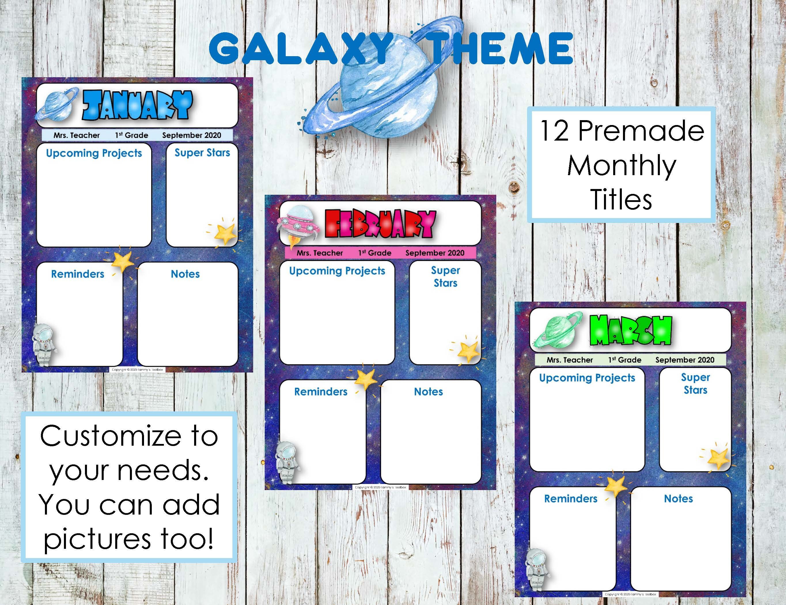 Galaxy Outer Space Classroom Classroom Newsletter Templates, Printable ...