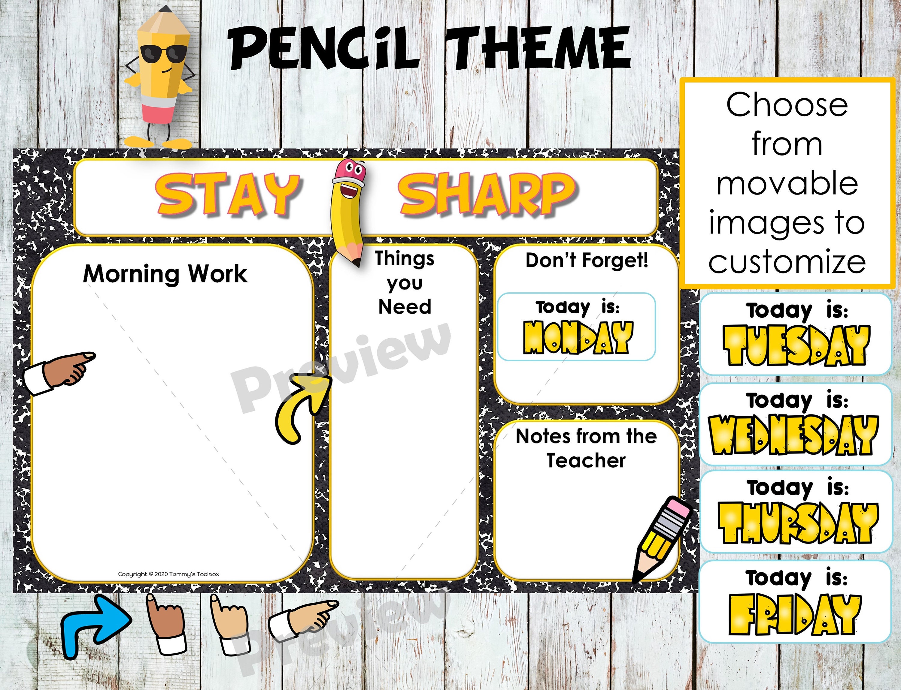 Digital Morning Work Assignment Slides in Pencil Theme, Back to School ...