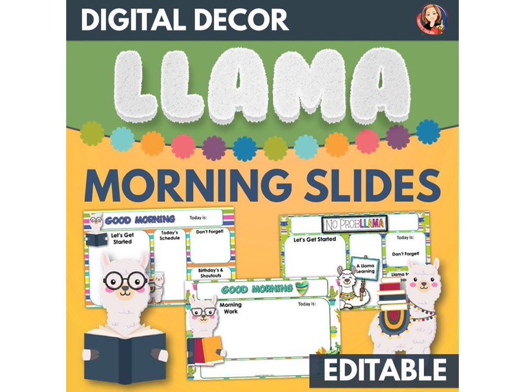 Llama Theme Morning Meeting Slides, Llama Classroom Decor Editable ...