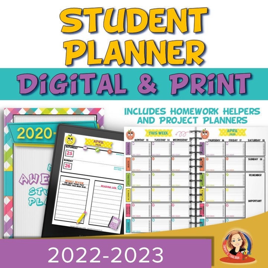 Student Planner and Agenda Printable and Digital 2022-2023 - Etsy