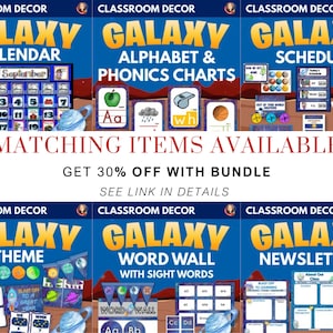 Sight Word and Phonics Word Wall in Galaxy Outer Space Theme, Printable ...