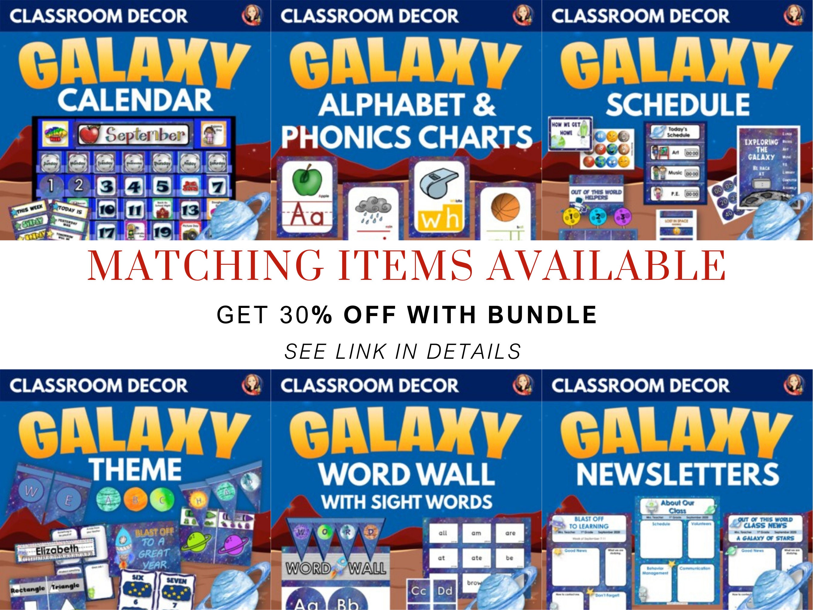 Sight Word and Phonics Word Wall in Galaxy Outer Space Theme, Printable ...