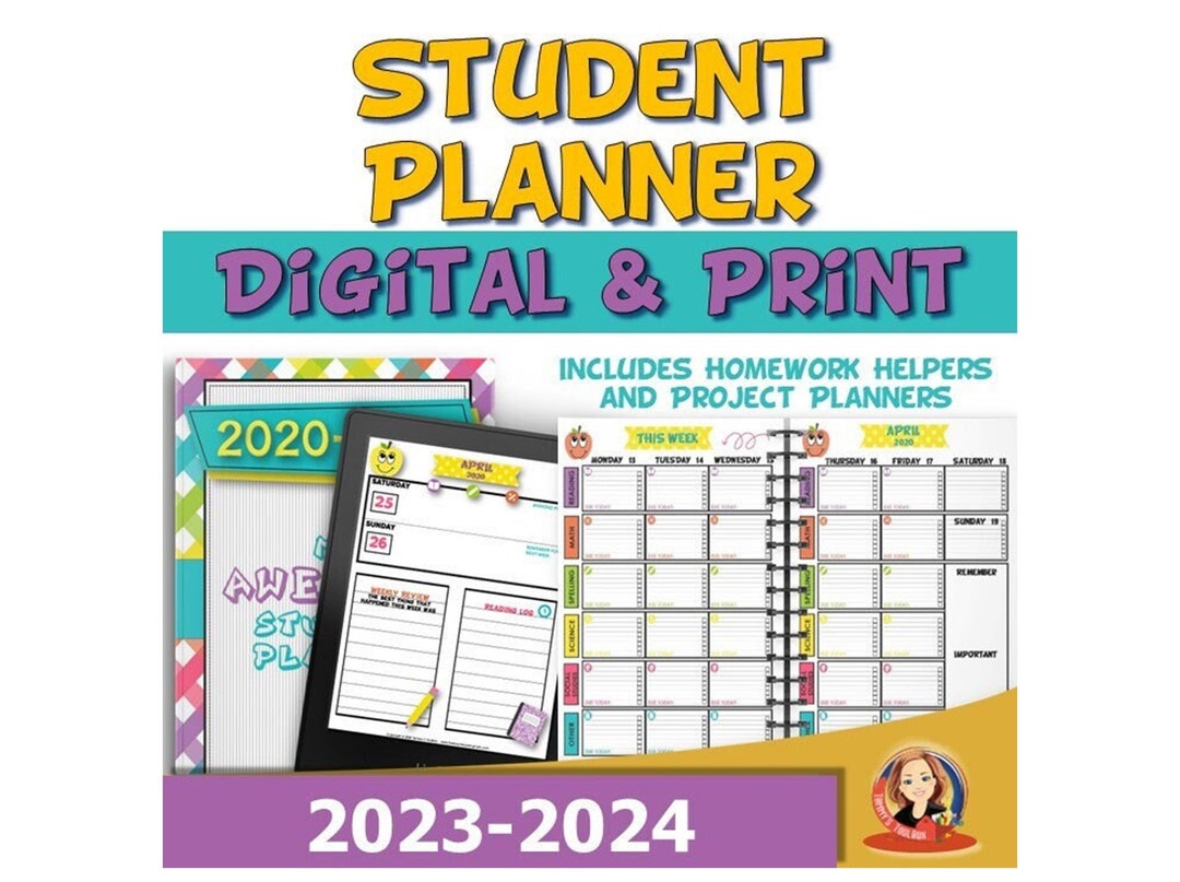 Student Planner and Agenda Printable and Digital 2023-2024 With Free ...