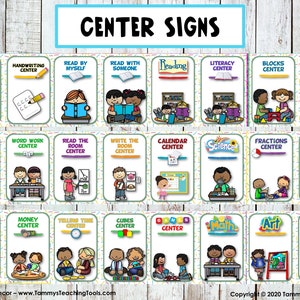 Editable Classroom Center Labels Decor in Bright Classroom Decor Theme ...