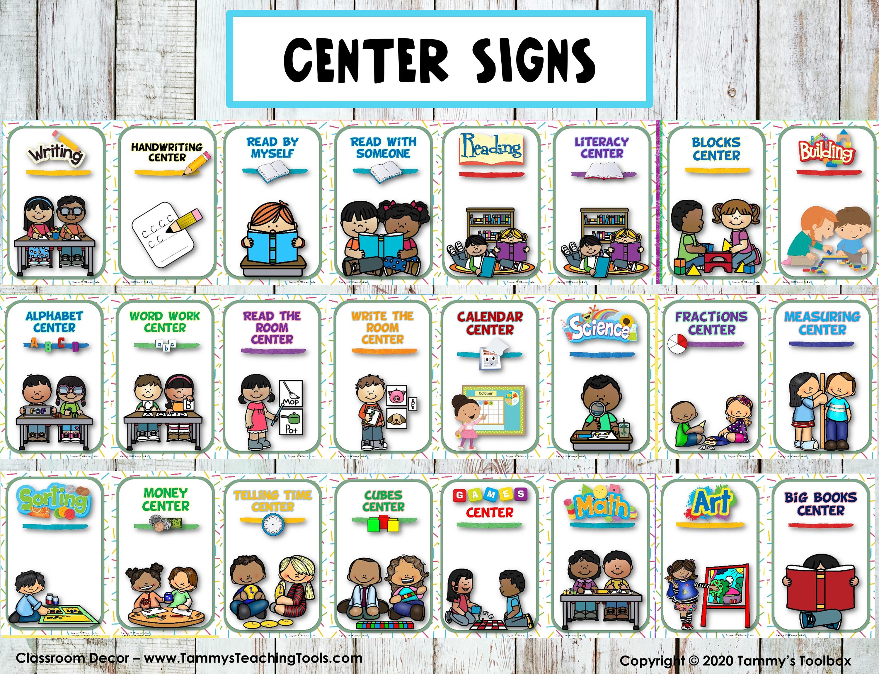 Editable Classroom Center Labels Decor in Bright Classroom Decor Theme ...