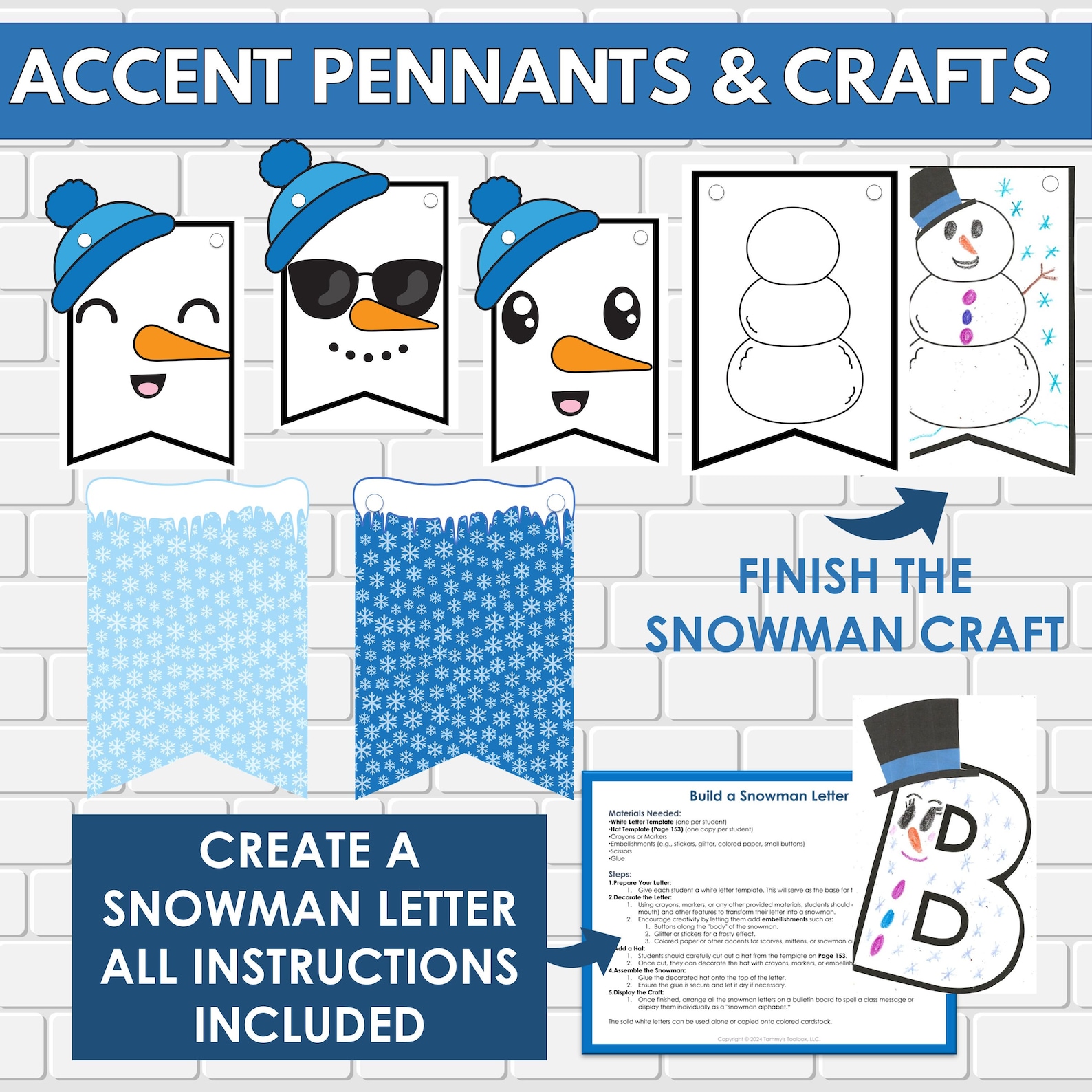 Printable Winter Bulletin Board Kit, Snowman Bulletin Board Letters ...