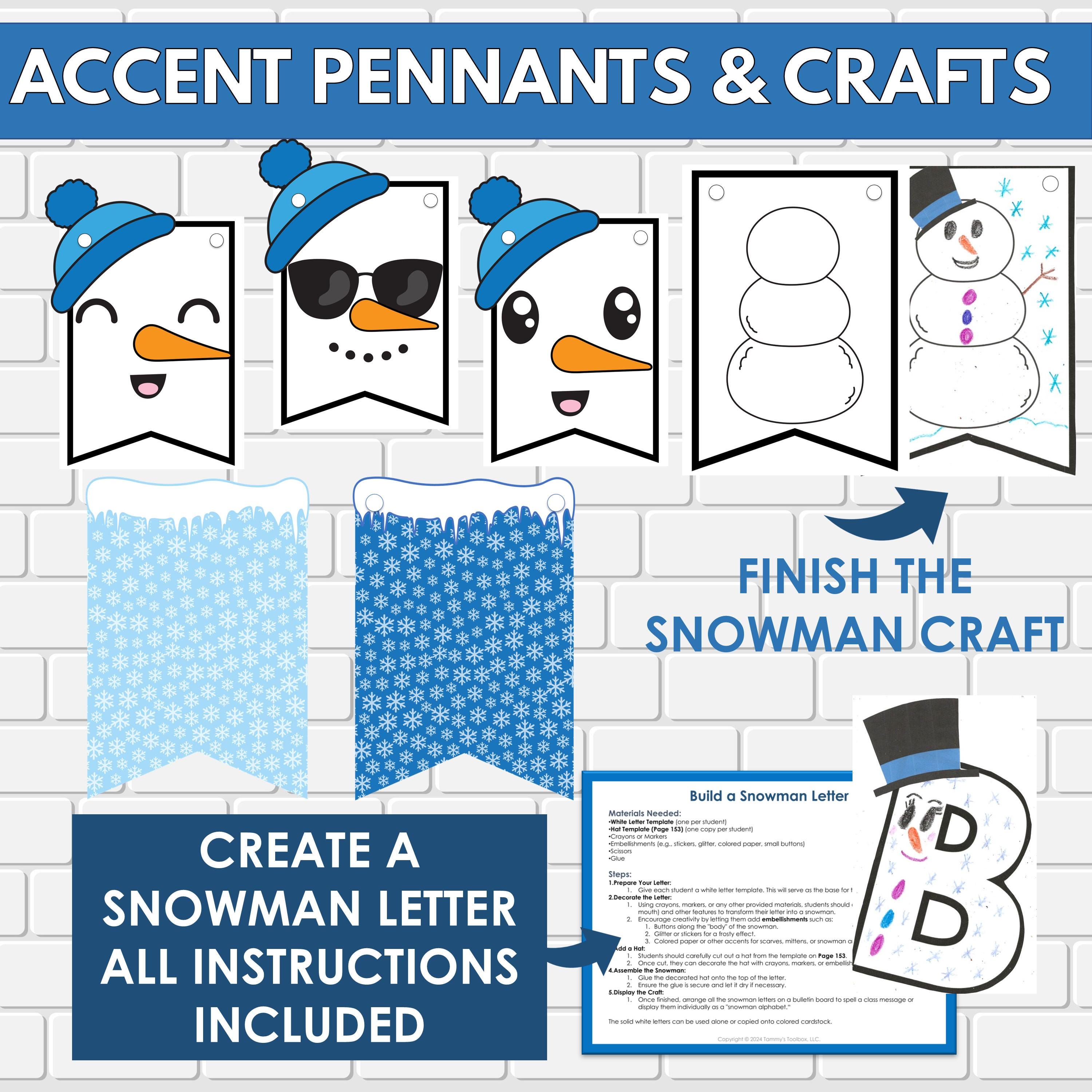 Printable Winter Bulletin Board Kit, Snowman Bulletin Board Letters ...