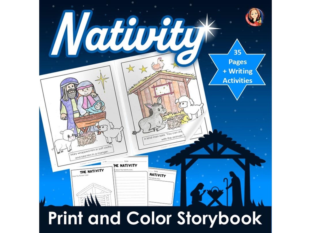 Christmas Nativity Coloring Pages on Birth of Jesus, Color a Nativity ...