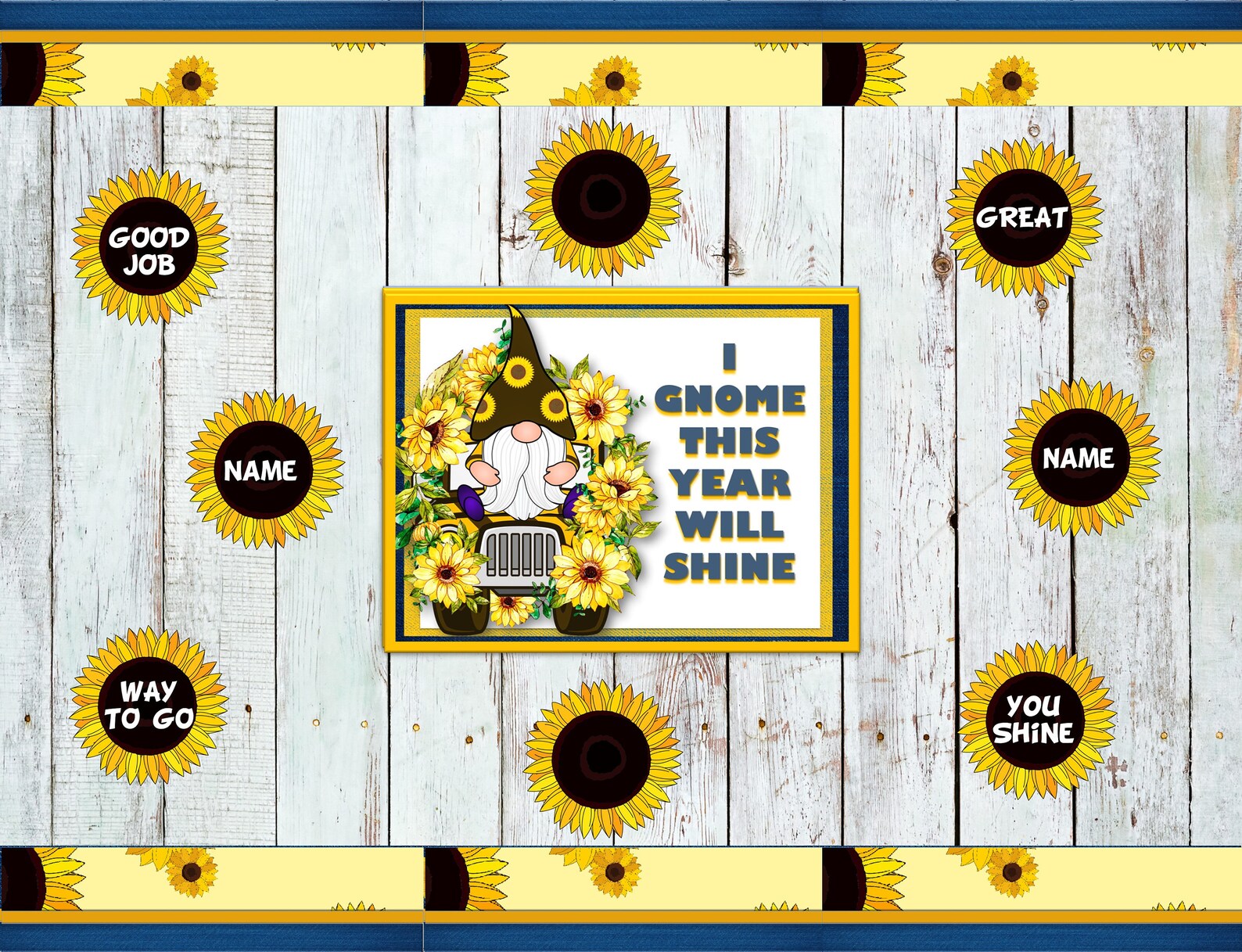Sunflower Classroom Decor Set Editable, Sunflower Bulletin Board ...