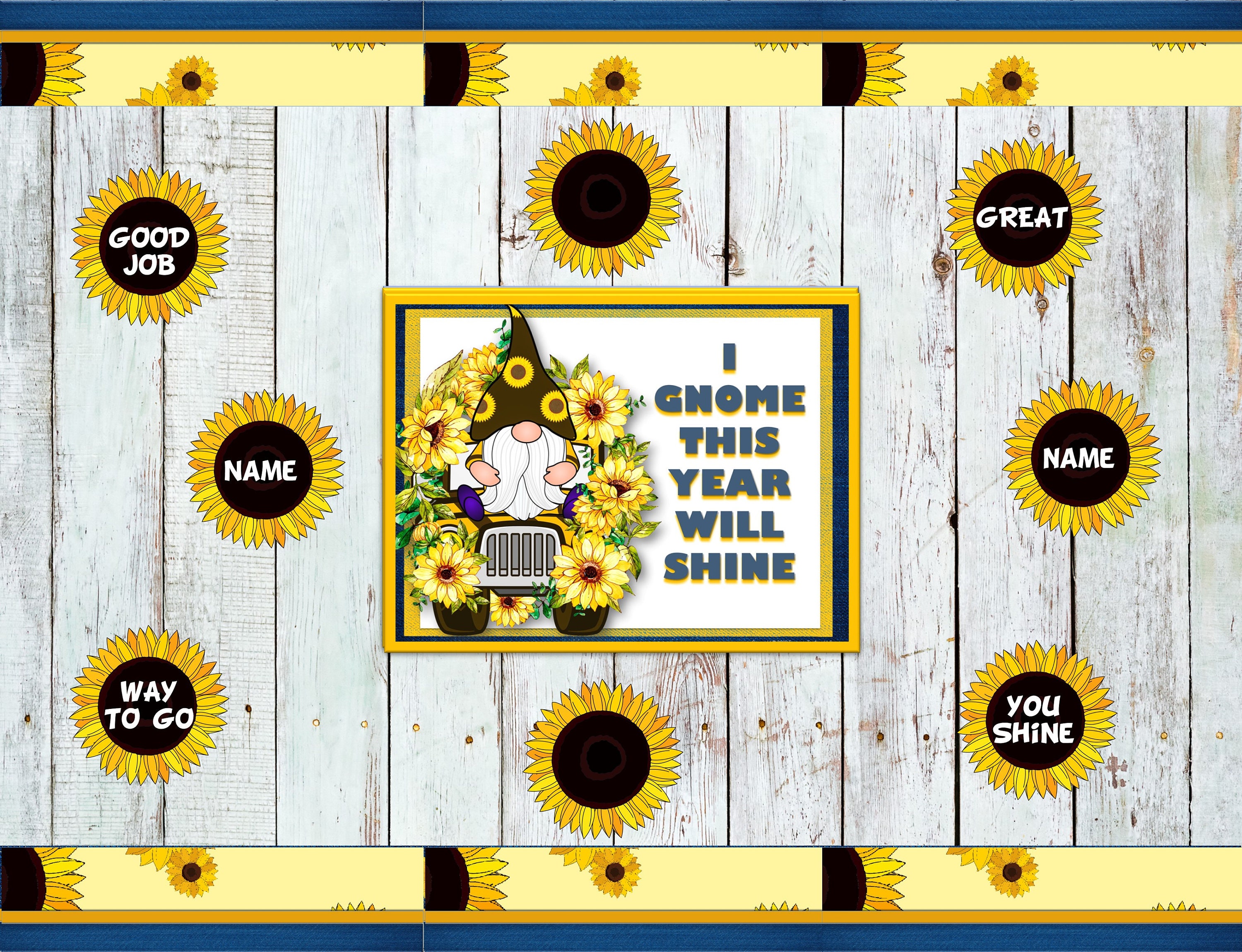 Sunflower Classroom Decor Set Editable, Sunflower Bulletin Board ...