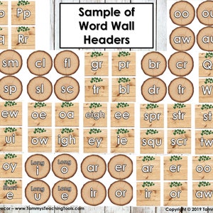 Sight Word Wall and Phonics Word Wall in Rustic Wood Camping Theme ...