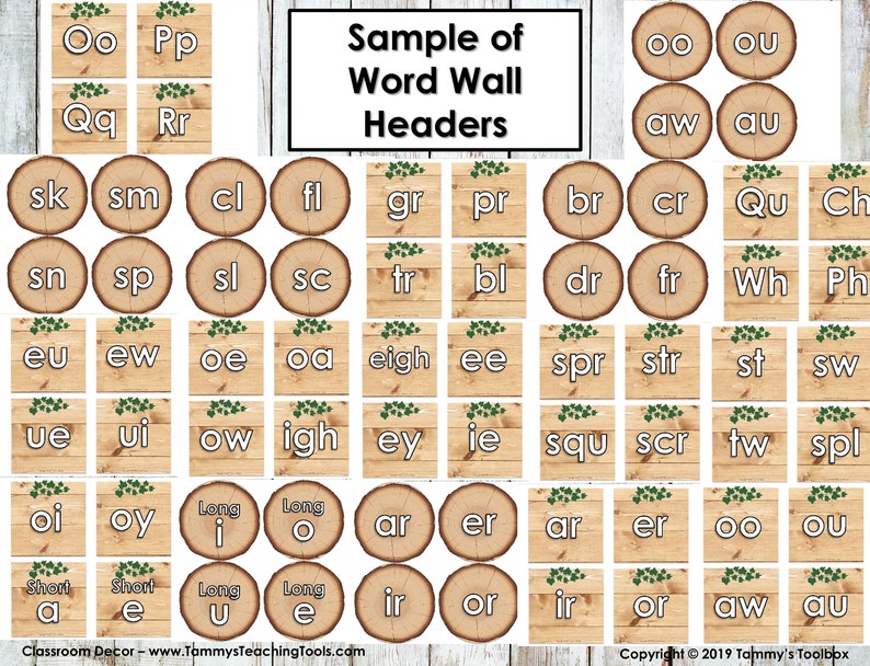 Sight Word Wall and Phonics Word Wall in Rustic Wood Camping Theme ...