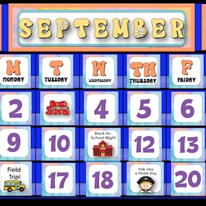 Groovy Retro Gnome Classroom Calendar Set, Editable, Printable Bulletin ...