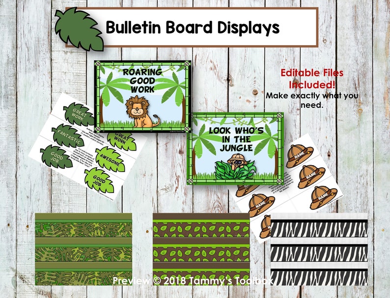 Jungle Safari Theme Classroom Decor Growth Mindset Editable Bundle ...