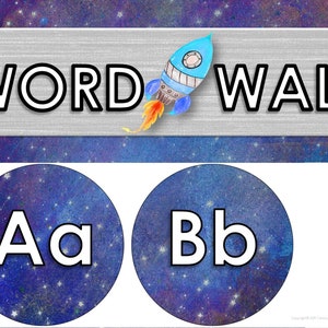 Sight Word and Phonics Word Wall in Galaxy Outer Space Theme, Printable ...