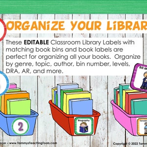 Classroom Library Book Bin Labels in Colorful Brights, Colorful Rainbow ...