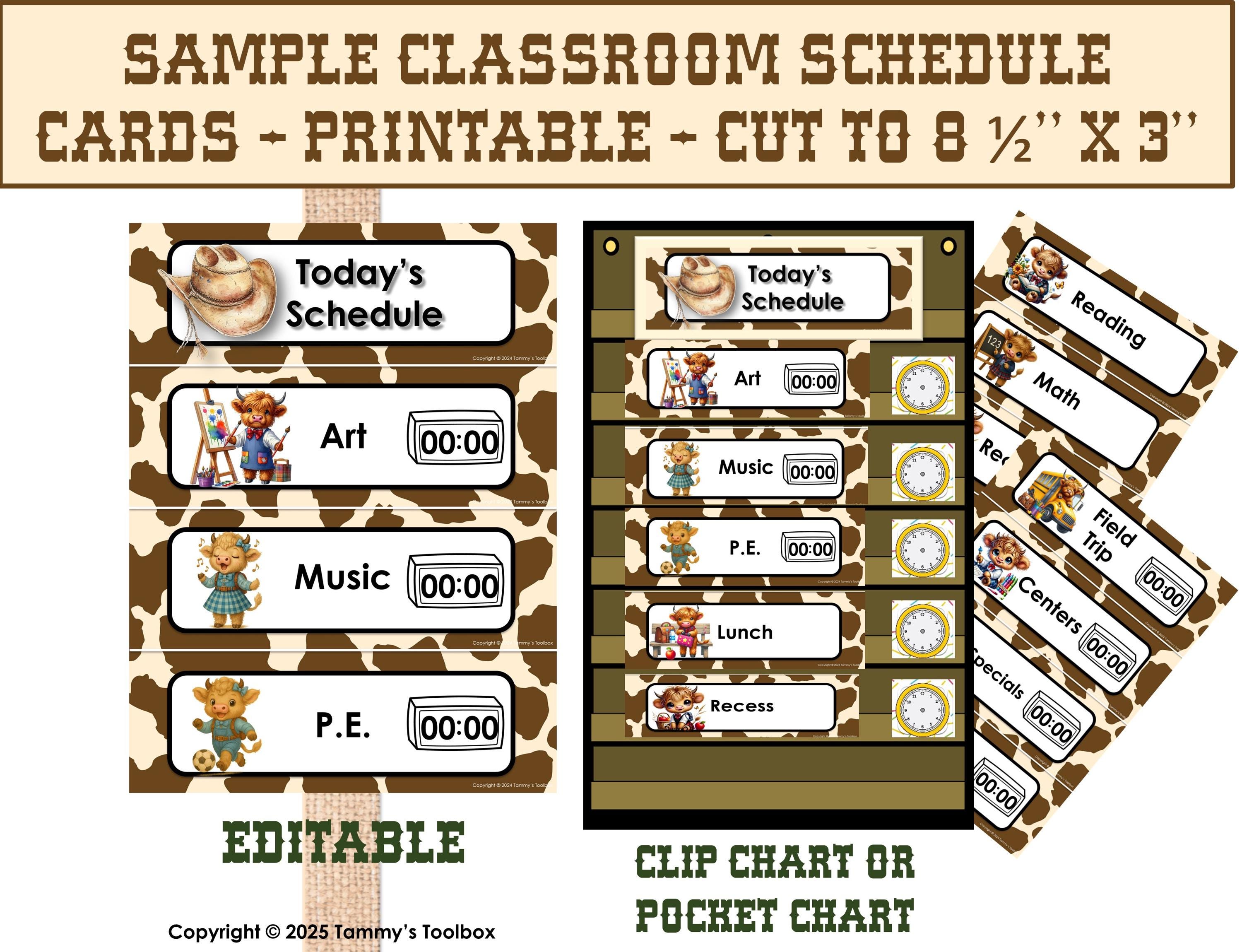 Western Theme Visual Schedule Cards for Classroom | Editable Daily ...