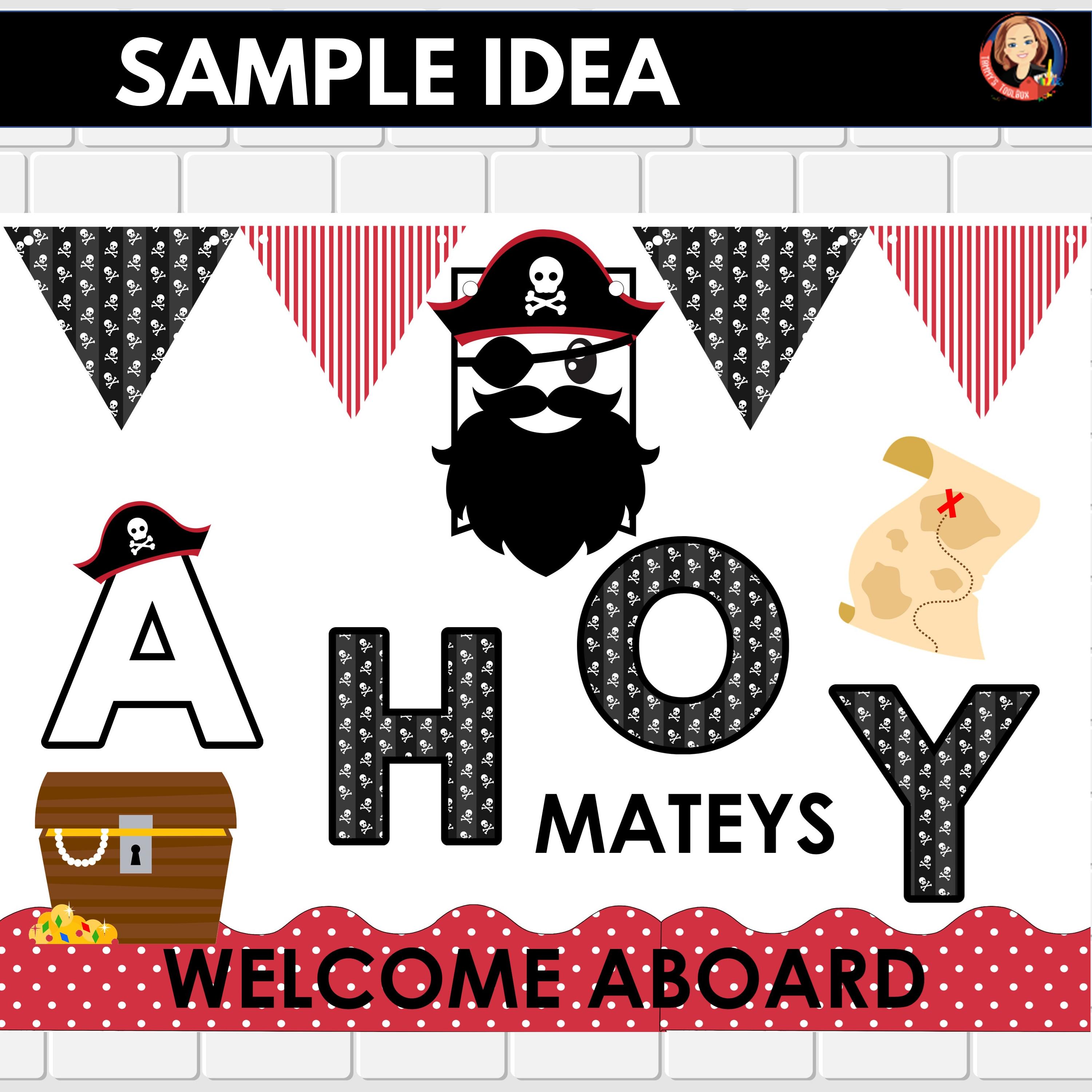 Pirate Classroom Decor Bulletin Board Kit, Bulletin Board Printable ...