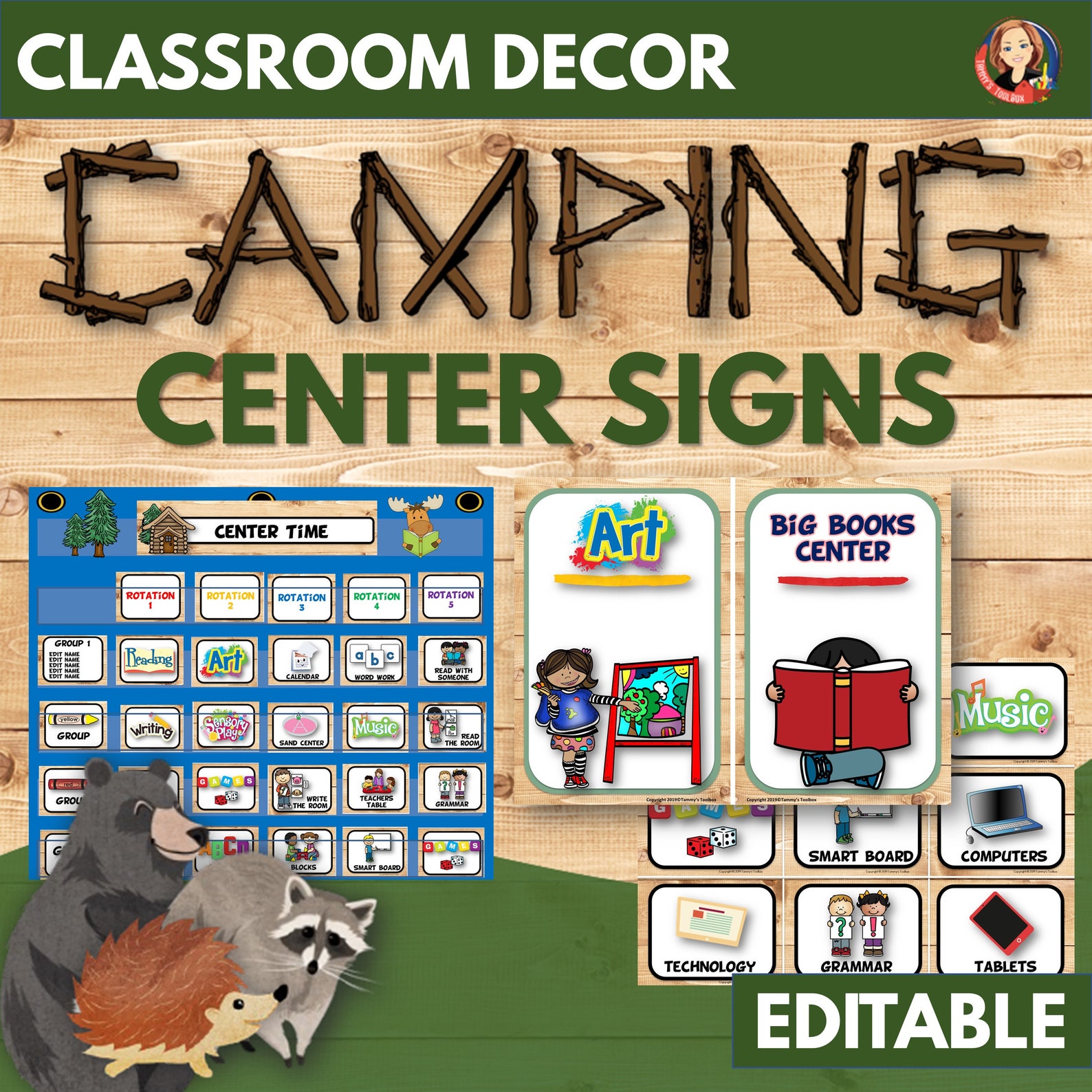 Classroom Center Signs and Labels in Rustic Camping Theme - Etsy