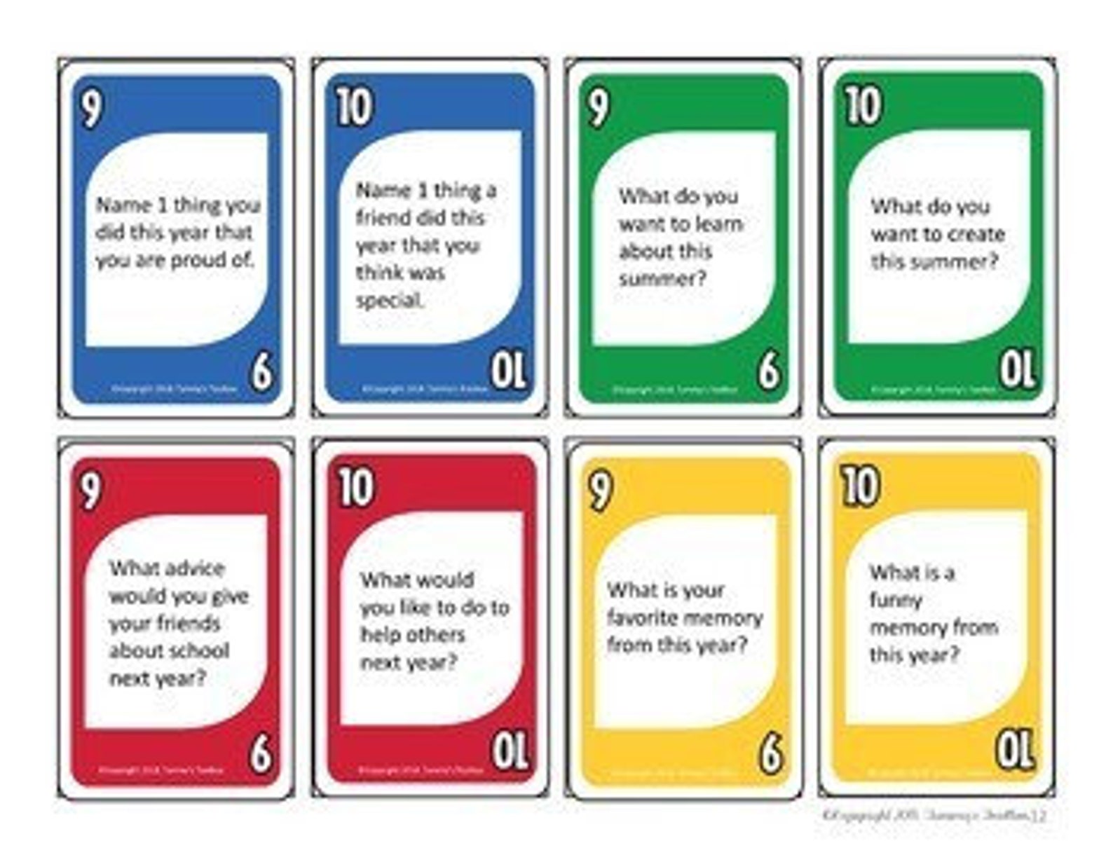 End of the Year School Activities Card Game - Etsy