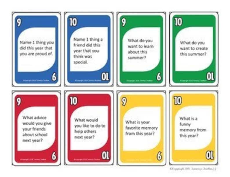End of the Year School Activities Card Game - Etsy