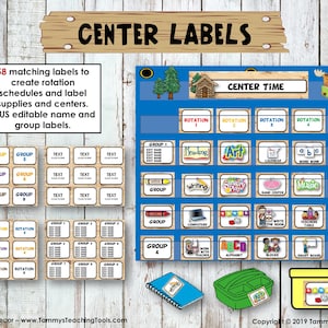 Rustic Camping Classroom Center Posters, Editable Labels, Printable ...
