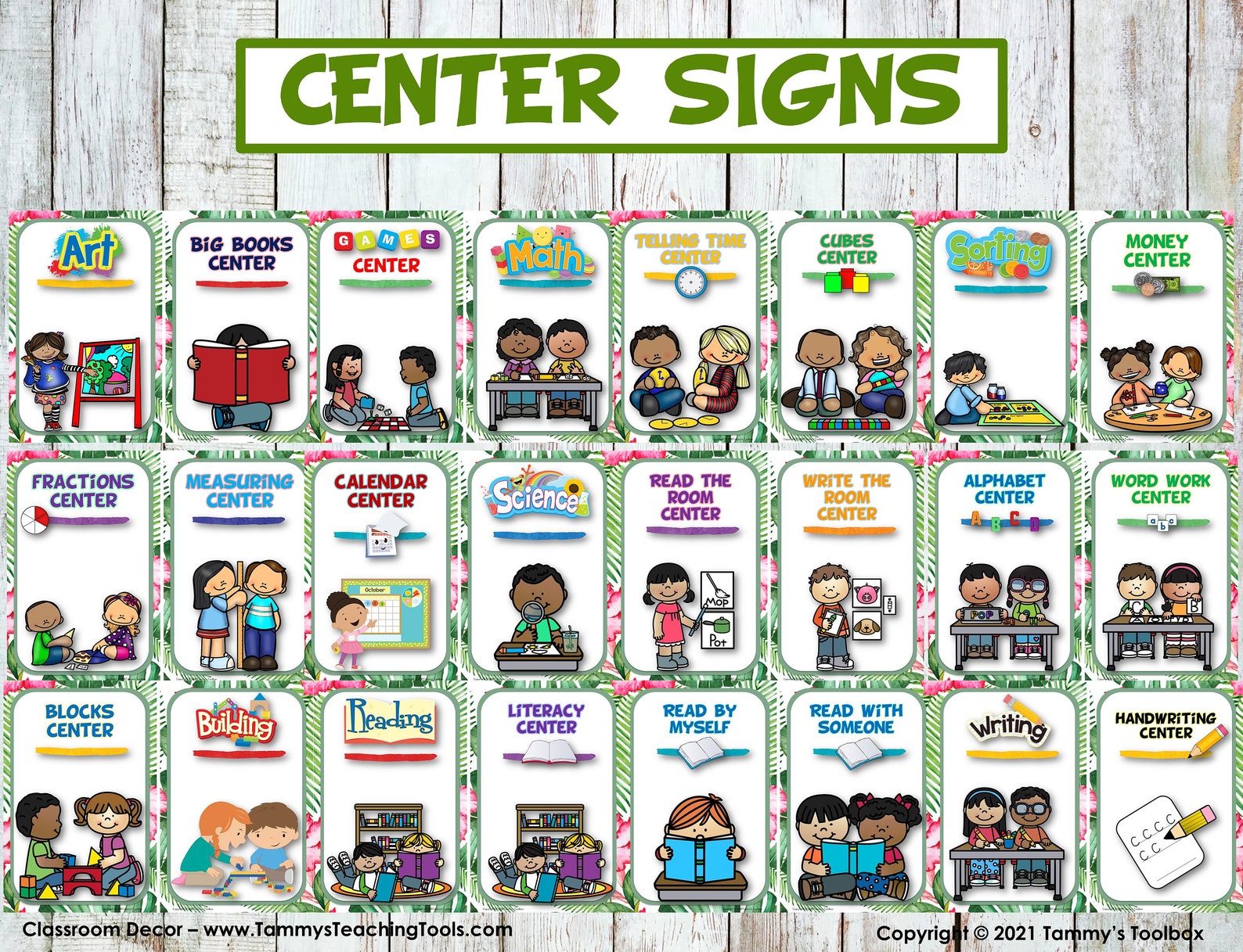 Editable Classroom Centers Labels in Tropical Theme, Printable Tropical ...