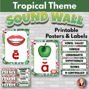 Sound Wall With Mouth Pictures in Tropical Classroom Decor Theme ...
