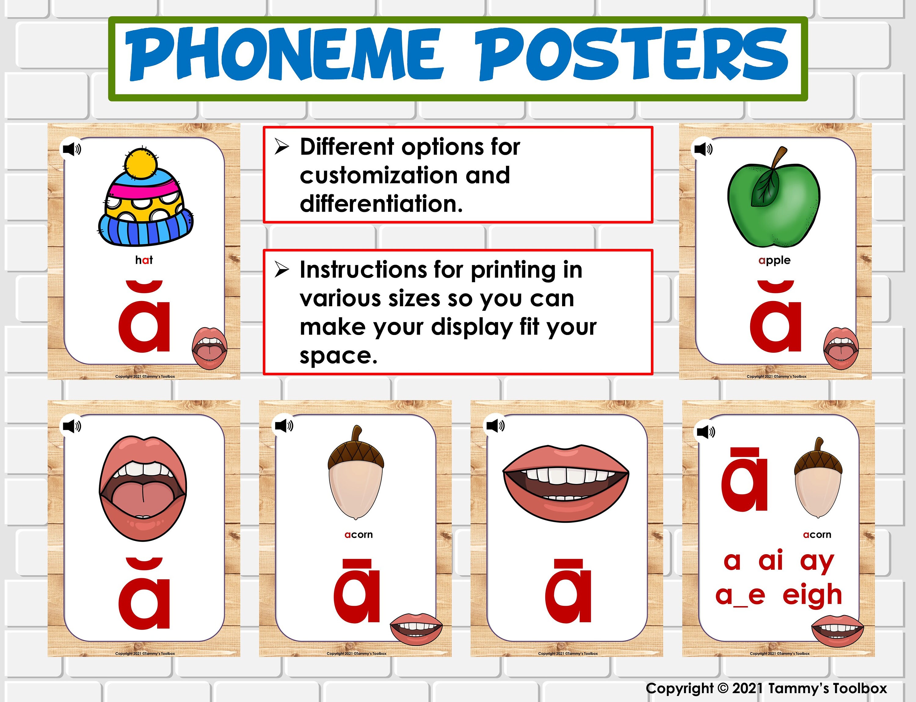 Sound Wall With Mouth Pictures Classroom Decor Kit in Rustic Wood ...