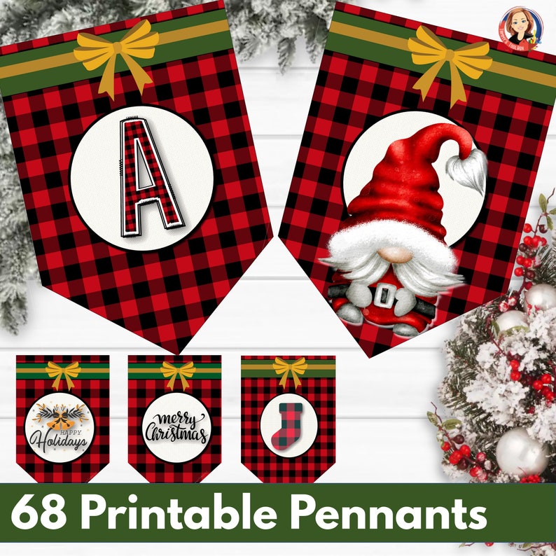 Printable Holiday Christmas Banner Pennants for Party and Bulletin ...