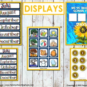 Sunflower Classroom Calendar Decor Set Editable, Sunflower Bulletin ...