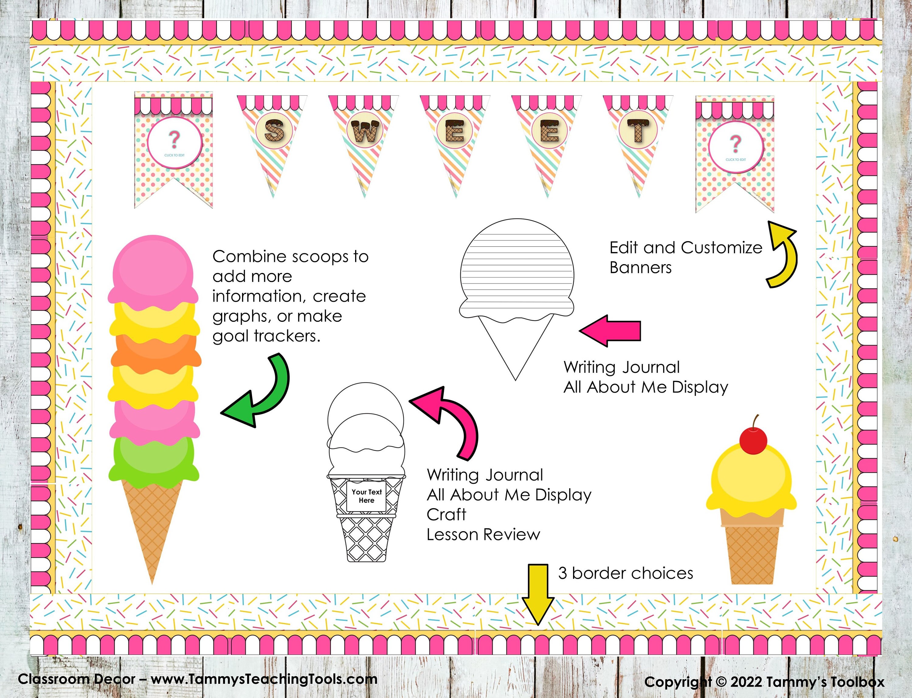 Summer Bulletin Board Kit With Writing Activities in Ice Cream Theme - Etsy
