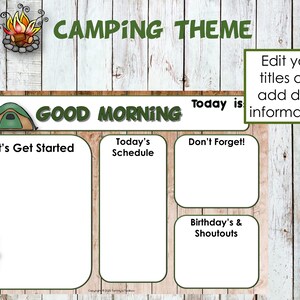 Classroom Morning Slides Templates in Camping Theme - Etsy