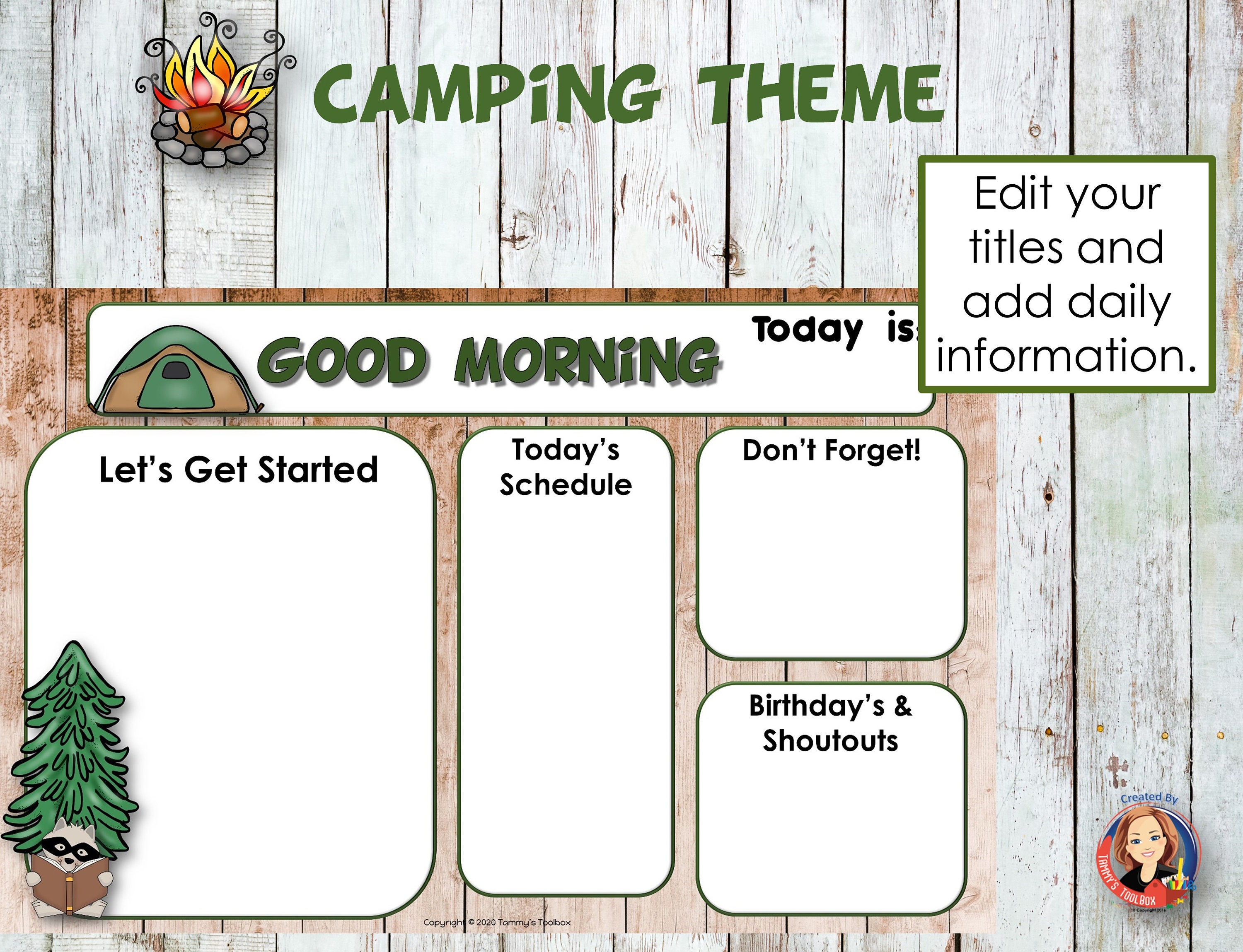 Classroom Morning Slides Templates in Camping Theme - Etsy
