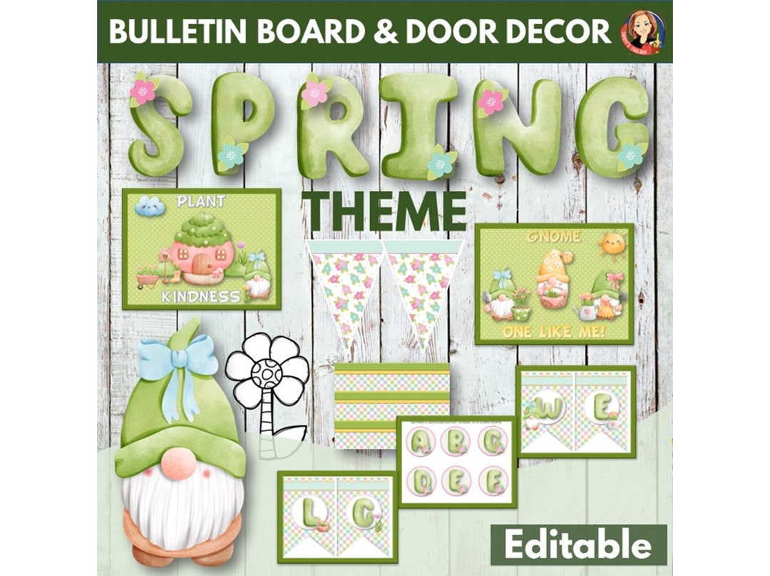 Spring Bulletin Board Kit With Writing Activities, Gnome Spring ...