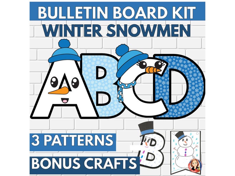 Printable Winter Bulletin Board Kit, Snowman Bulletin Board Letters ...