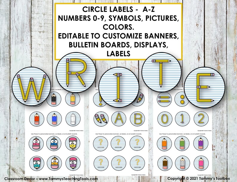 Classroom Decor Bundle in Pencil Theme Editable, Back to School ...
